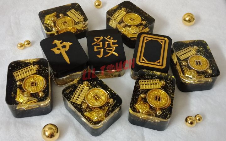 READY STOCK Lil Touch 38mm RESIN MAHJONG Gold Coin Yuanbao Travel 3/4 ...