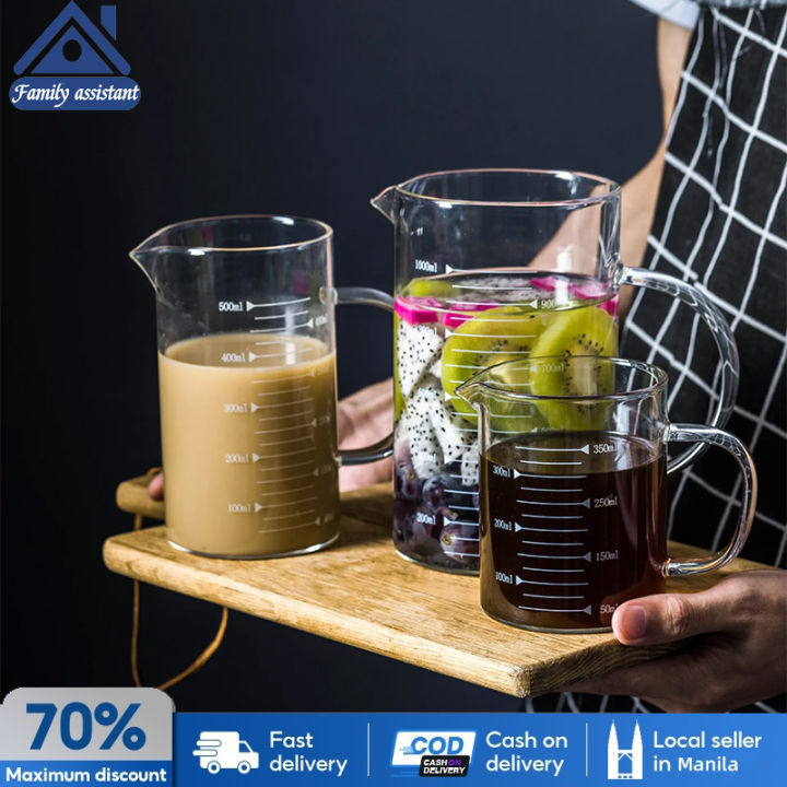 (COD)350/500/1000ml Scale Baking Cup Kitchen Pyrex Measuring Cup High ...