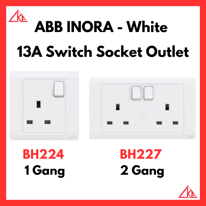 ABB INORA【1 Gang / 2 Gang】13A Switched Socket SP (White) | Lazada Singapore