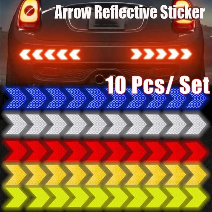 Fmart 10Pcs Car Reflective Arrow Sign Sticker Night Driving Safety ...