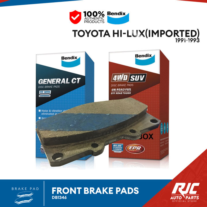 BENDIX BRAKE PAD TOYOTA HILUX IMPORTED FRONT 1991-1993 DB1346 Hilux ...