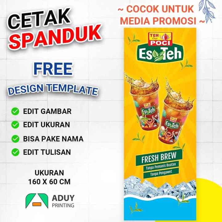 Spanduk Banner Es Teh Poci 60x160 Stand Banner Bisa Kustom Ukuran ...