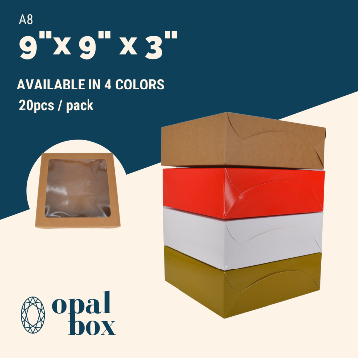Opalbox | 9x9x3 Pastry Box Brownie Box Laminated | Lazada PH