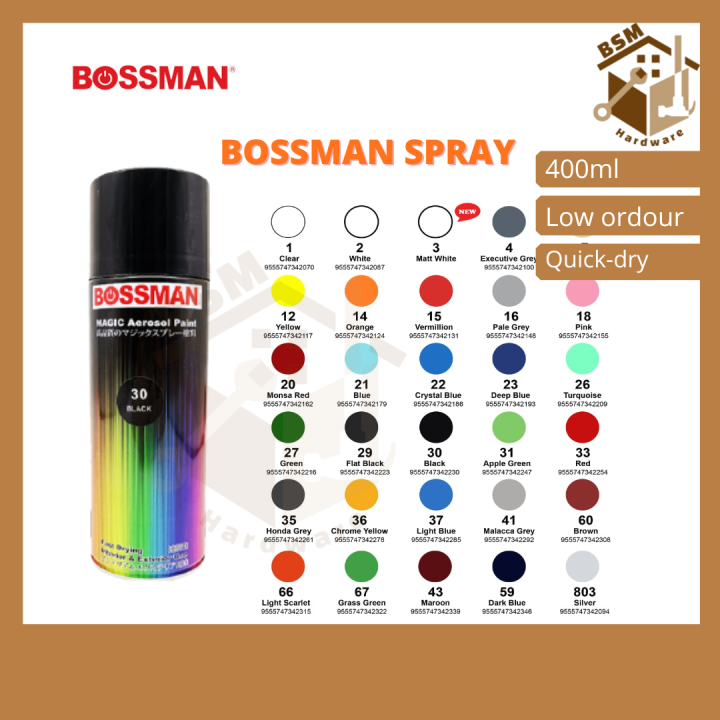 BSM BOSSMAN Spray Aerosol Paint Standard colour Spray Paint Motorcycle ...