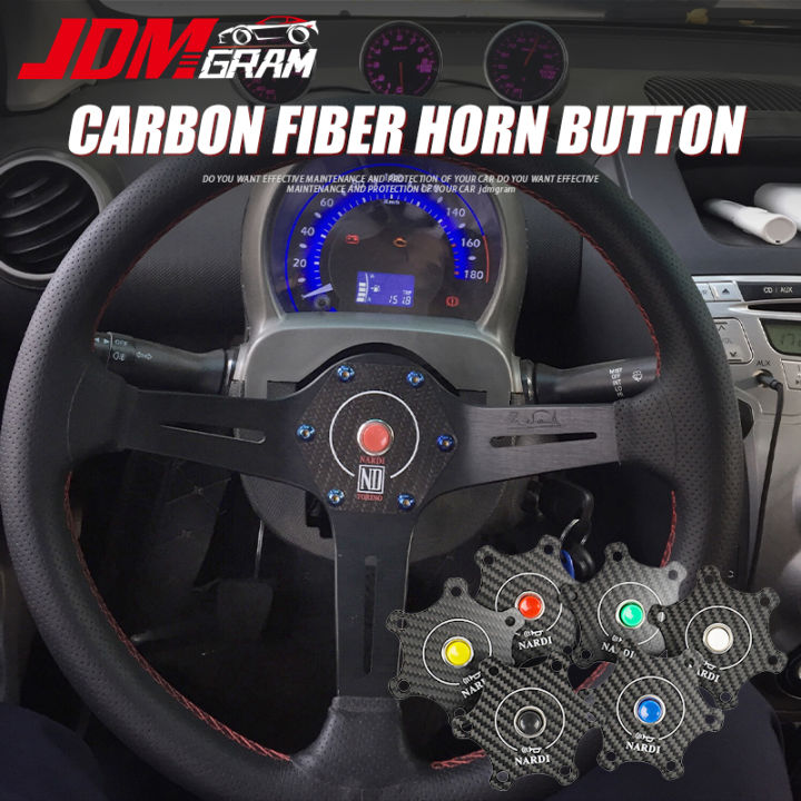 JDMGRAM Carbon Fiber Car Steering Wheel Horn Button Universal 6 Bolts ...