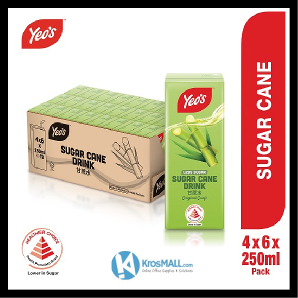 YEO'S Asian Drinks Sugar Cane Tetra Box 1 Carton (24 x 250ml) | Lazada