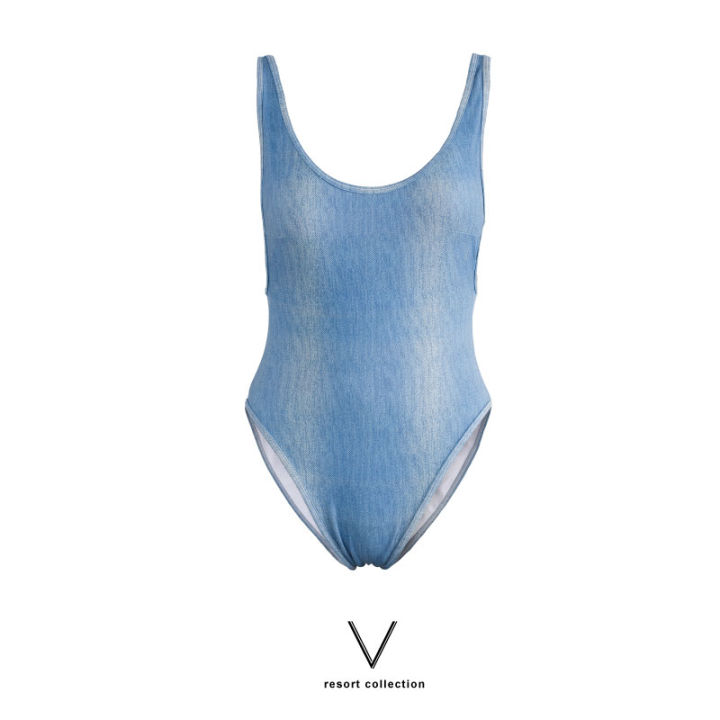 RESORT COLLECTION 2024 BLUE JEANS SWIMMING SUIT ชุดว่ายน้ำลายยีนส์ ใส่ ...