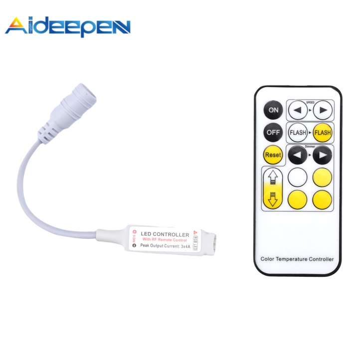 Aideepen DC 5-24V Mini Rf 15 Keys Dual Colour Temperature Led Dimming ...