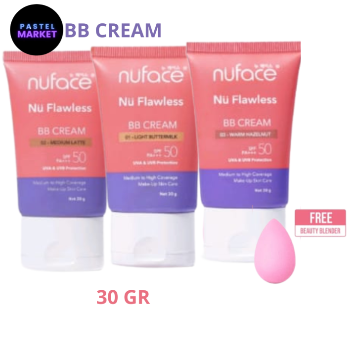 NUFACE NU FLAWLESS BB CREAM + BEAUTY BLENDER INSIDE | Lazada Indonesia