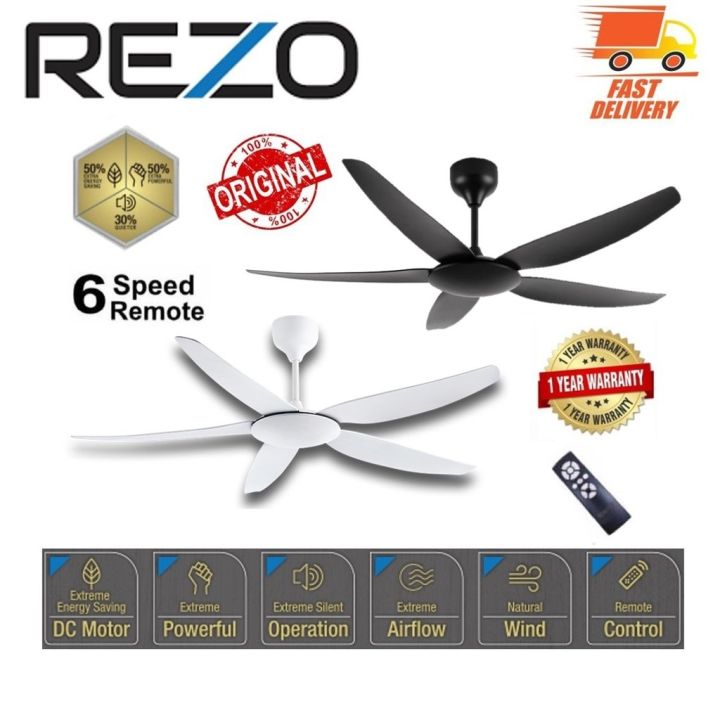REZO ZETTA 56 Inches DC Motor 5 Blades Ceiling Fan With 12 Speeds Remote Control | Lazada