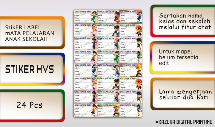 Label Stiker HVS Mata Pelajaran (Mapel) Untuk Anak Sekolah Karakter ...