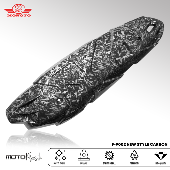 MOKOTO NMAX V2 V2.1 MUFFLER COVER GLOSSY HYDRO-DIP FORGED CARBON ...