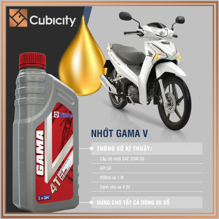 Dầu nhớt xe số GAMA V VILUBE 20W50 loại 1000ml tiêu chuẩn nhớt API SF ...
