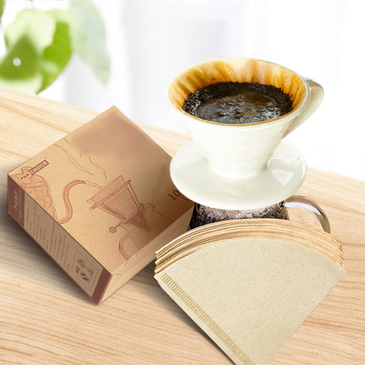 Coffee Filter Paper 40Pcs Raw Wood Pulp Hand-Washed Fan-Shaped Cone ...