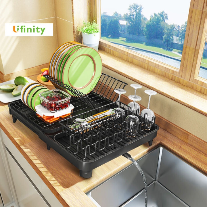 Lifinity Scalable Length Dish Rack Organizer Dishes Draining Rack ... Lifinity Scalable Length Dish Rack Organizer Dishes Draining Rack ...