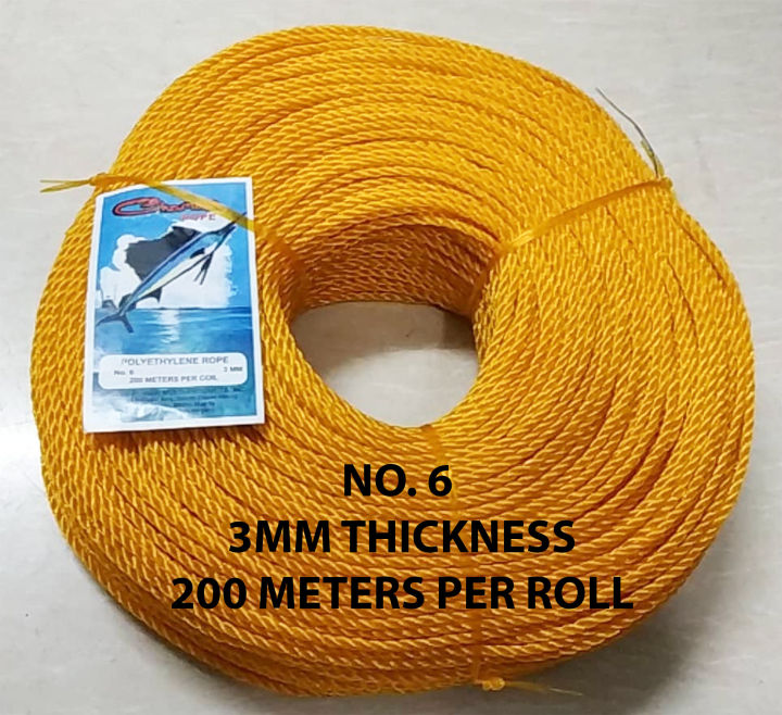 NYLON ROPE NO. 6 ( 3MM THK X 200 MTRS LONG ) TALI LUBID RAMDOM COLOR ...