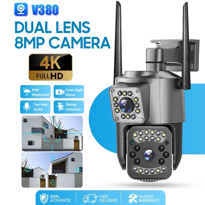 V380 Pro CCTV Camera dual lens Wi-Fi Wireless Outdoor Ip Security 4K 8Mp Night Vision two-way ...