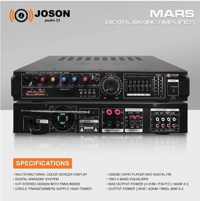 JOSON Mars/ MARS MAX Amplifier (With Graphic Equalizer) 600/1000 Watts ...