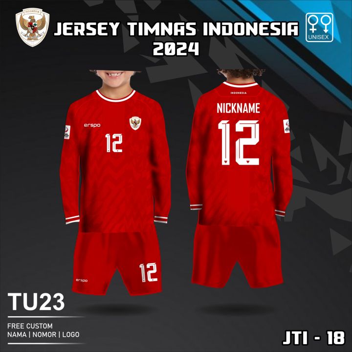 Jersey setelan anak lengan panjang timnas indonesia terbaru setelan baju bola anak timnas ...