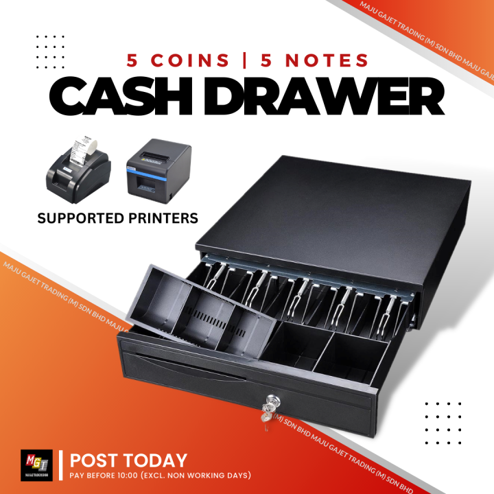 Cash Drawer RJ11 5 Bill 5 Coin Tray POS System Cash Lock Box Money ...
