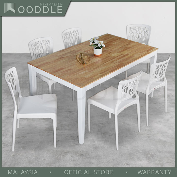 [FREE Shipping] Wooddle Lala Modern Dining Table Set Solid Wood Dining ...