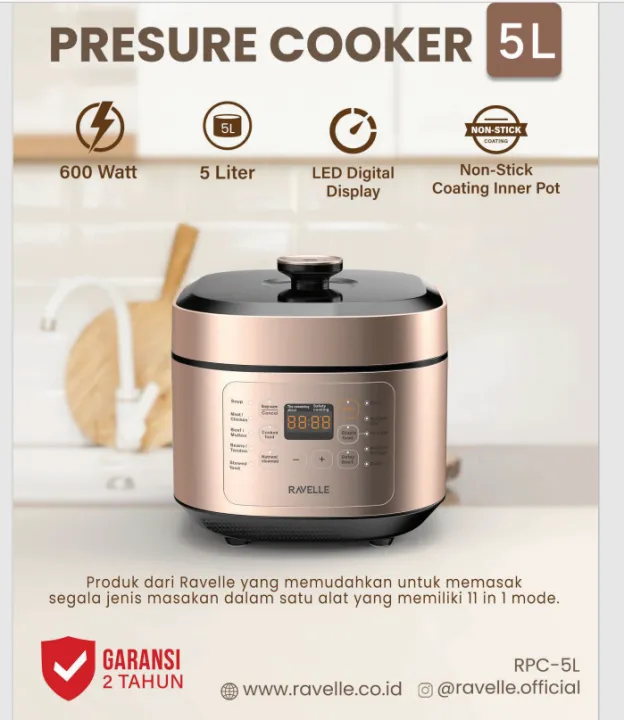 Ravelle RPC-E5L Pressure Cooker 5L | Lazada Indonesia