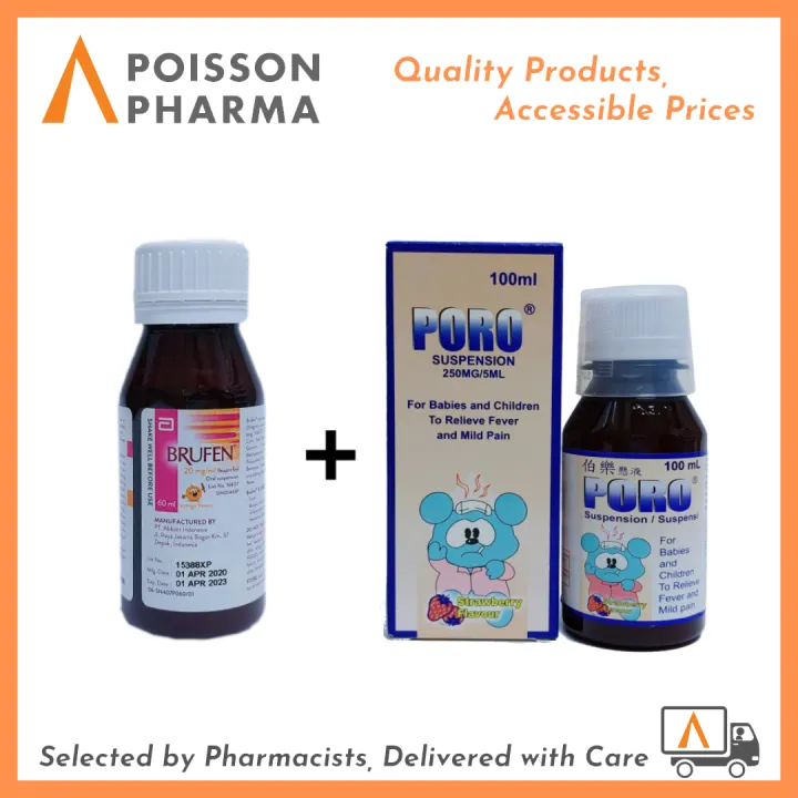 (Bundle) BRUFEN 100mg/5mL Suspension 60mL + PORO 250mg/5mL Suspension ...