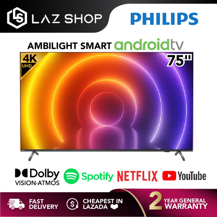 Philips 75 Inch 4K UHD Android TV 75PUT8516 | 3-Sided Ambilight ...