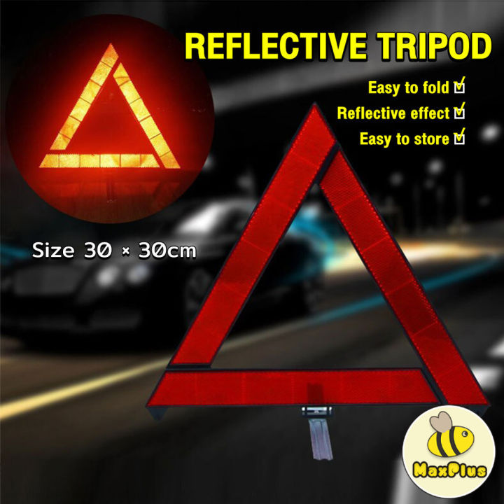 MaxPlus Car Emergency Breakdown Warning Triangle Red Reflective Car ...