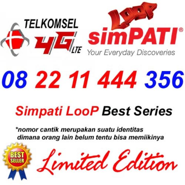 Telkomsel Simpati Loop 4G Lte 08 22 11 444 356 Kartu Perdana Nomor Cantik Murah | Lazada Indonesia