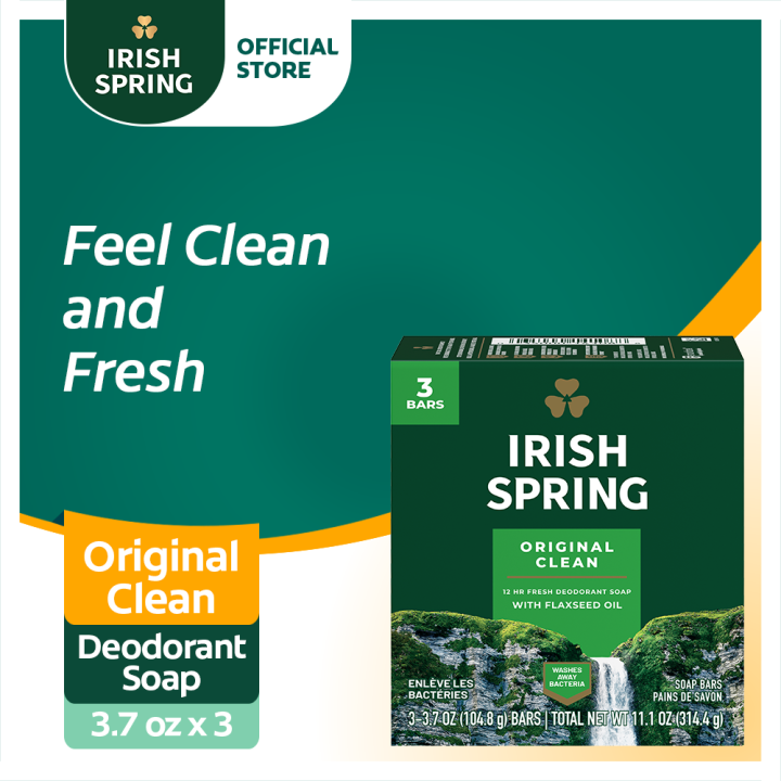 Irish Spring Original Clean Body Soap with Flaxseed Oil 12-Hour ...
