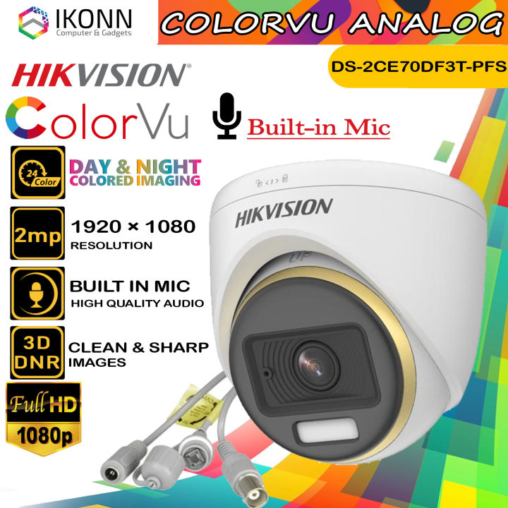 Hikvision 2MP ColorVu Indoor Audio Fixed Turret Camera DS-2CE70DF3T-PFS ...