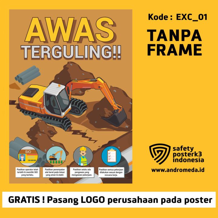 Safety Poster K3 : Penggalian Excavator Sipil Excavation Gratis Logo ...