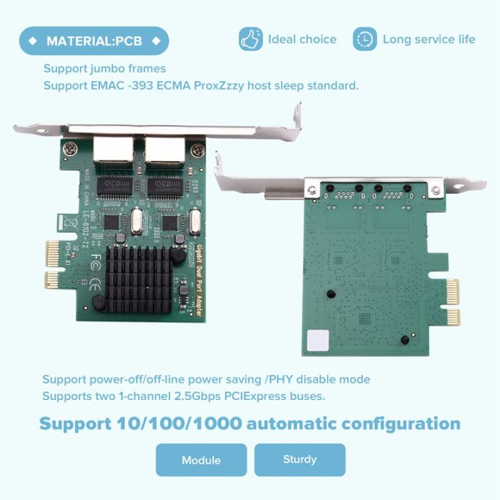 PCI-E Desktop Gigabit Dual Port Wired NIC PCI-E Dual Port Gigabit NIC with 2 RJ45 Ports Support ...