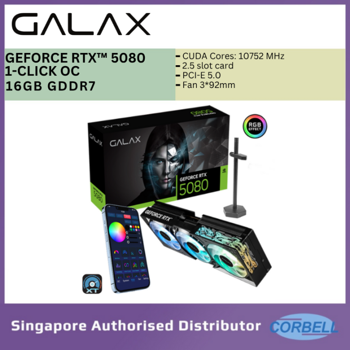 GALAX GeForce RTX ™ 5080 1-Click OC 16GB GDDR7 Boost 2625MHz 256-bit ...
