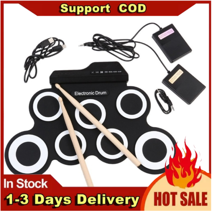 Portable Foldable Silicone Electronic Drum Pad Kit Digital USB MIDI ...
