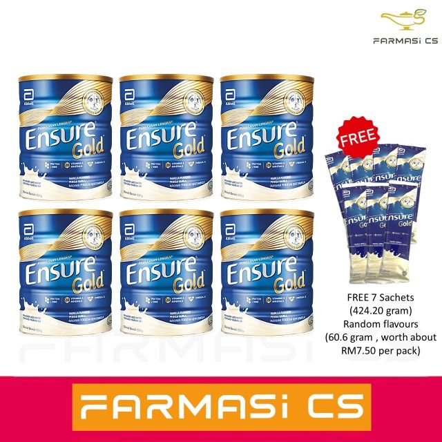 Abbott Ensure Gold Vanilla 850g x 6 tins FREE 7 Sachets EXP:08/2024 [powdered milk, adult ...