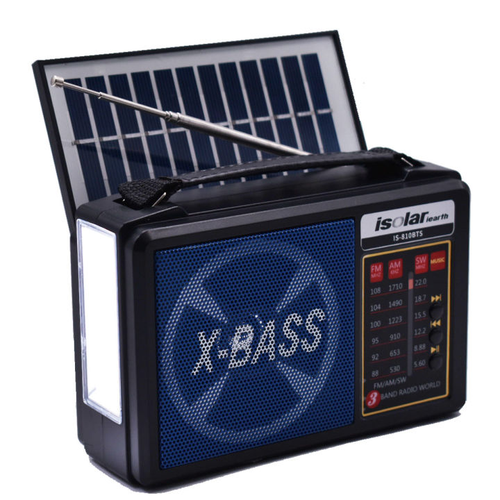 X-BASS Solar Rechargeable bluetooth AM/FM/SW 1-6 3bands Radio with USB ...
