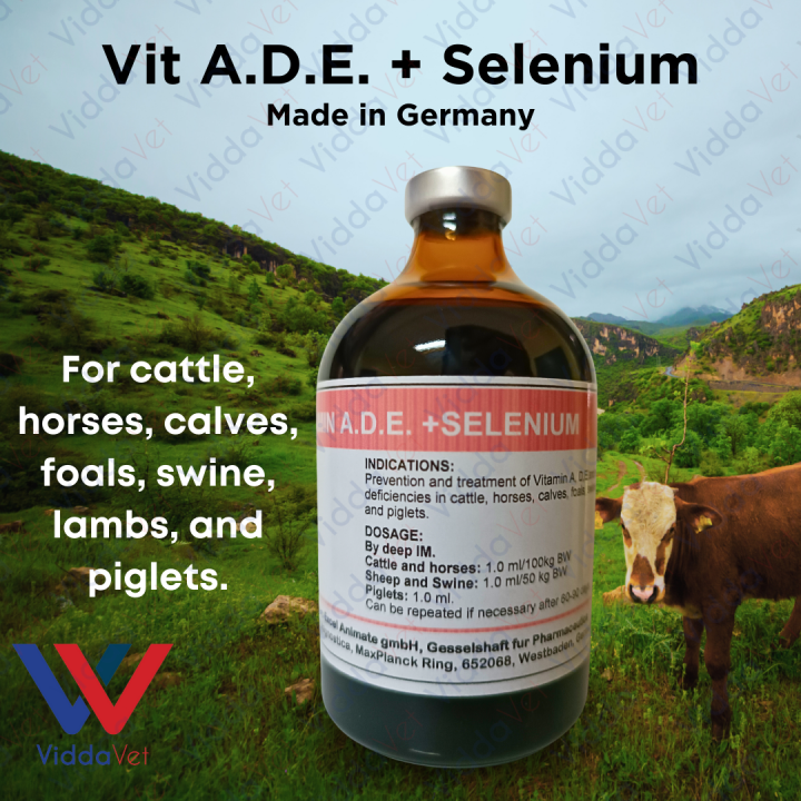 Viddavet Vitamin ADE + Selenium 100ml for animals pig , calves , sheep ...