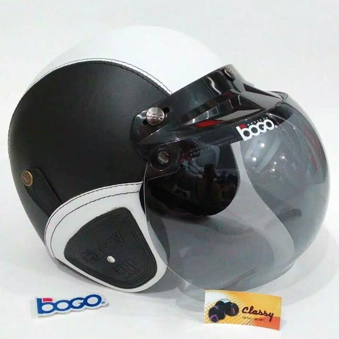 Helm Bogo Sni Dewasa "Rebo Hitam List Putih Kaca Bogo Original | Lazada ...