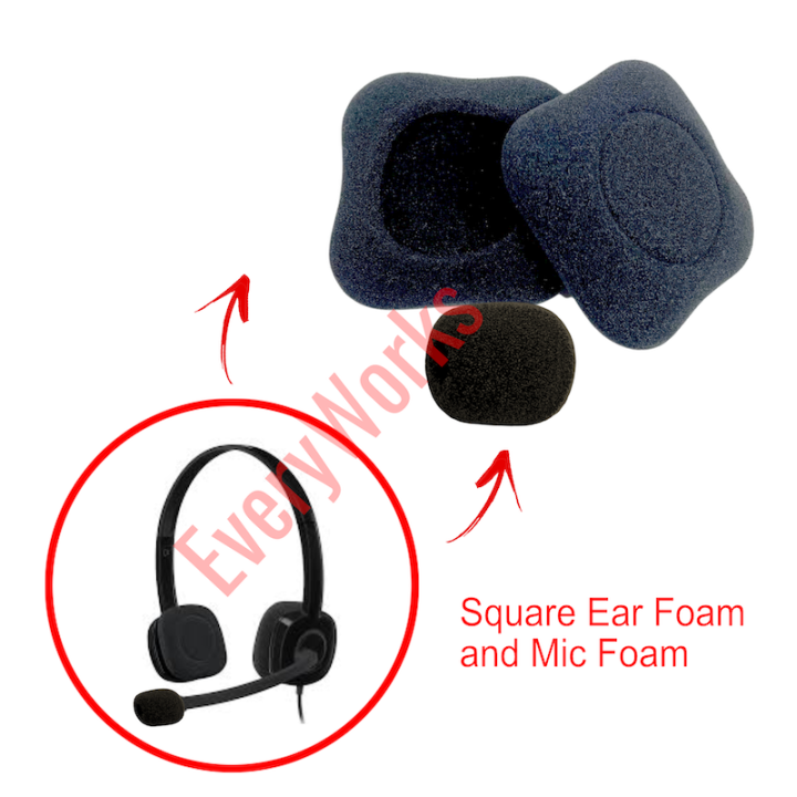 Square Ear Foams and Mic Foam Replacement Set Headset For Logitech H150 ...