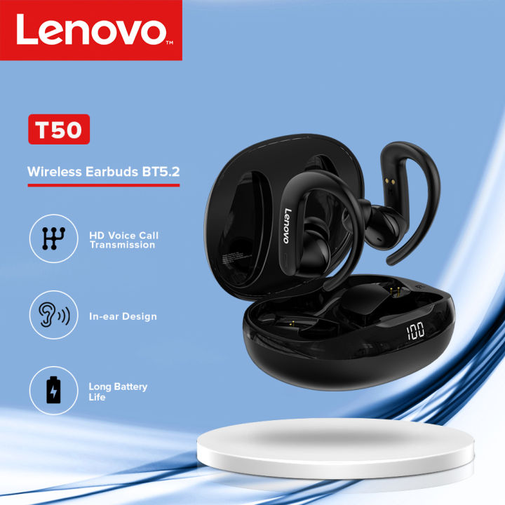 Lenovo Thinkplus T50 Wireless Earbuds BT5.2 TWS Bluetooth Ear Hook Sports Earphones With ...