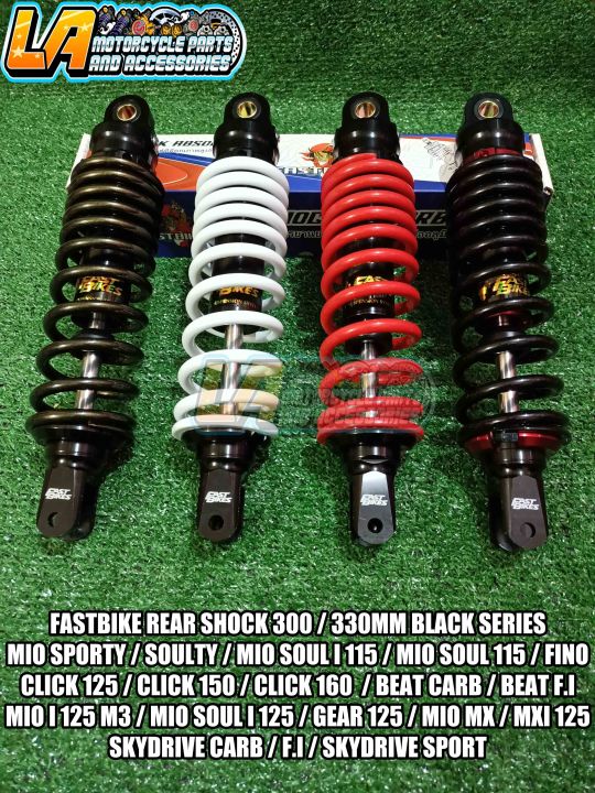 FASTBIKES REAR SHOCK - 300MM / 330MM BLACK SERIES - MIO SPORTY / SOULTY / SOUL 115 / SOUL I 115 ...