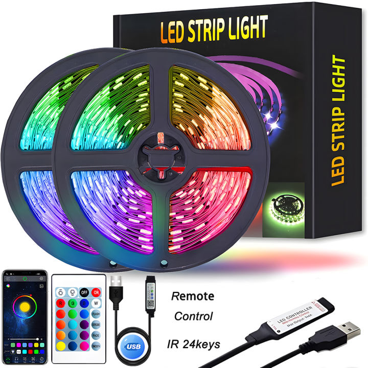 1M-20M LED Strip Lights RGB 5V LED RGBIC WS2812B Bluetooth Infrared ...