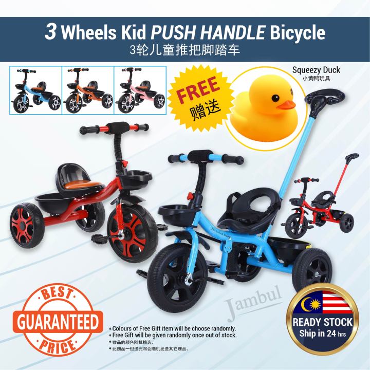 3 Wheels Bicycle Push Handle Baby Children Ride Bike Balance Kid Scooter Sport Car Toys Basikal ...