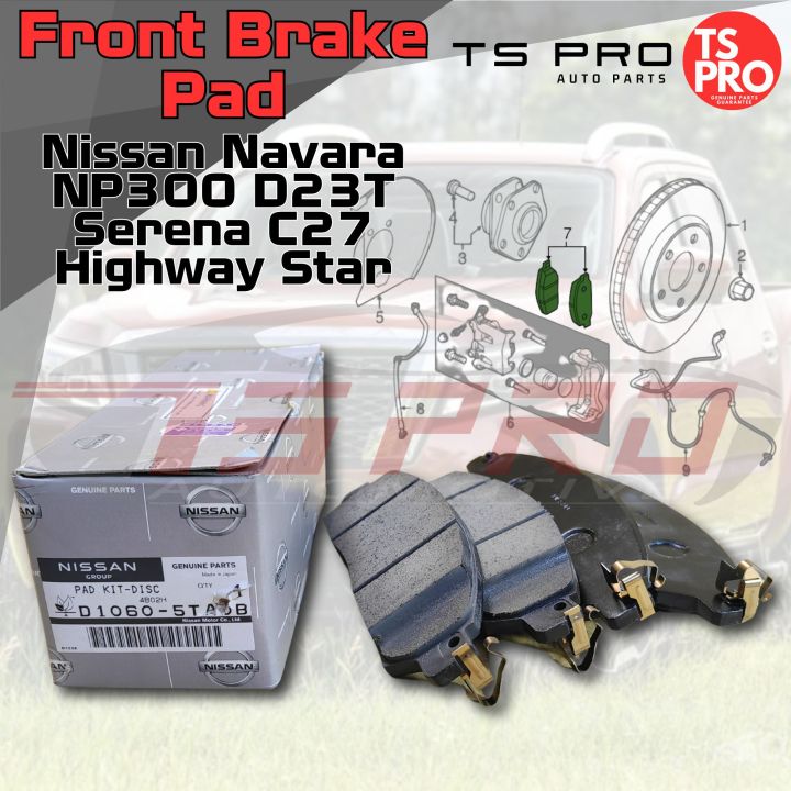 Nissan Genuine D1060-5TA0B Front Brake Pad - Nissan Navara NP300 D23T ...