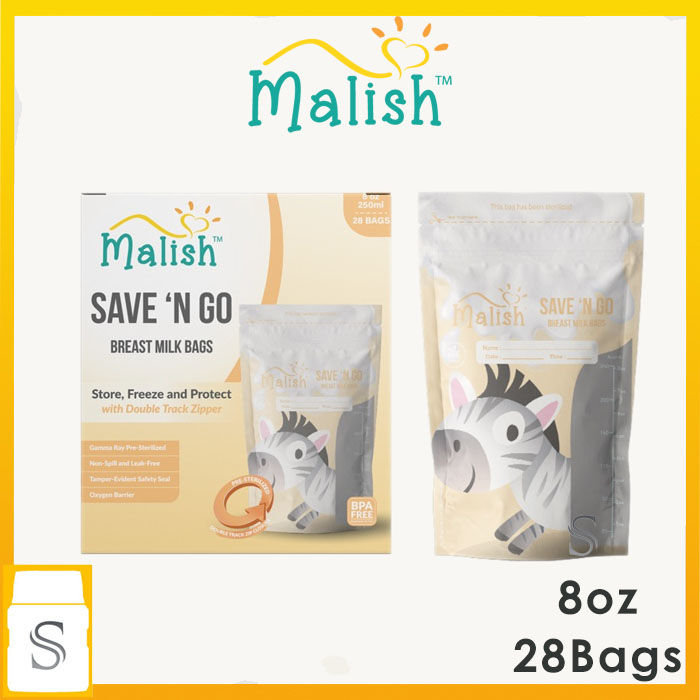 Malish Save N' Go Breast Milk Storage Bag Bag Susu with Double Layer ...