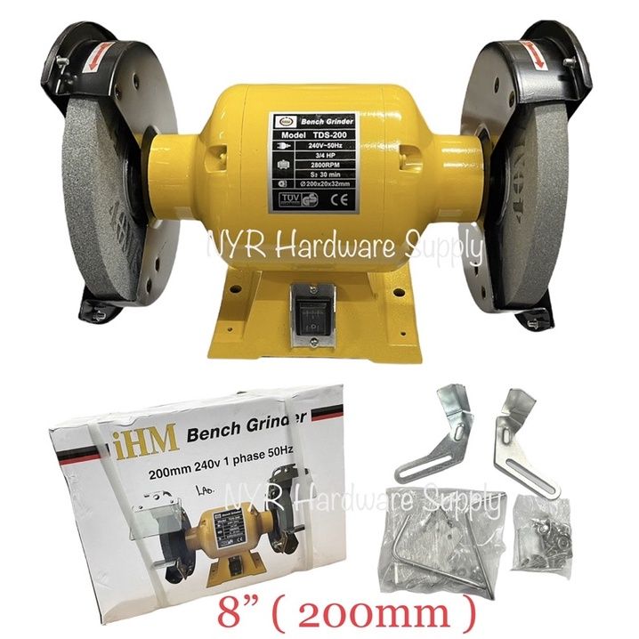 IHM 8” ( 200mm ) Bench Grinder 240v / 3/4 HP / 2800rpm / 8” Stone ...