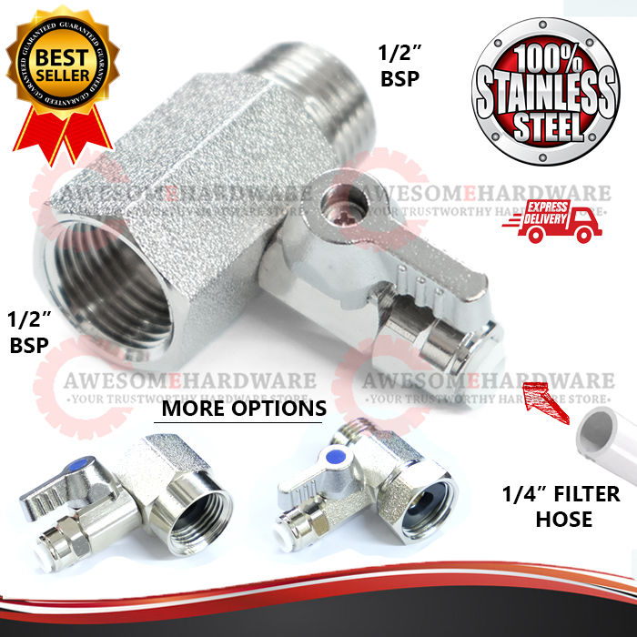1/2" 6MM STAINLESS STEEL WATER FILTER RO VALVE STOPCOCK COWAY CUCKOO ...