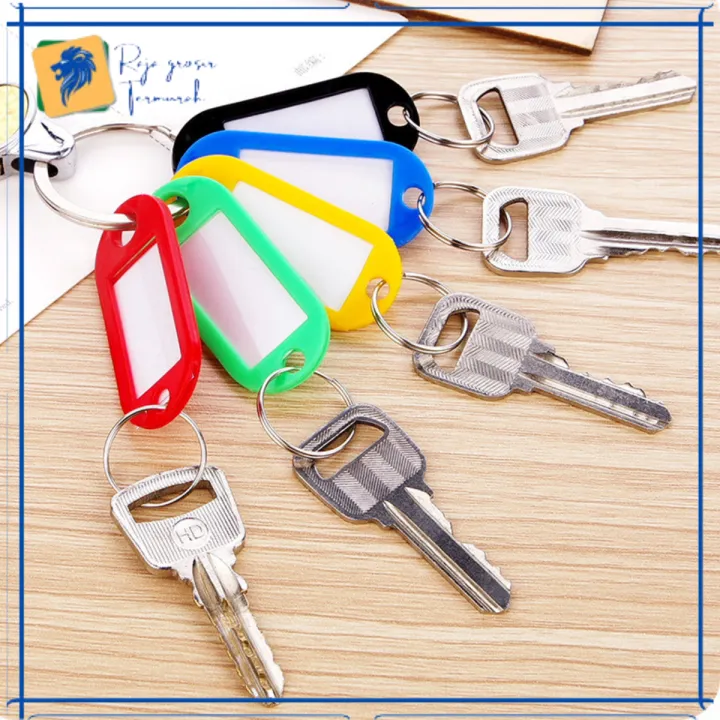 Name Tag Gantungan Kunci Warna-Warni Label Nama Plastik Keychan Ring ...